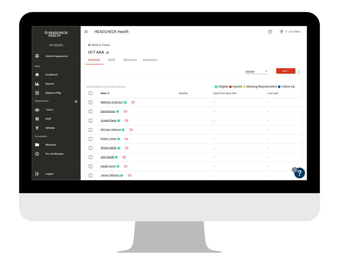 Managing Your Roster Has Never Been Easier! | HEADCHECK Health